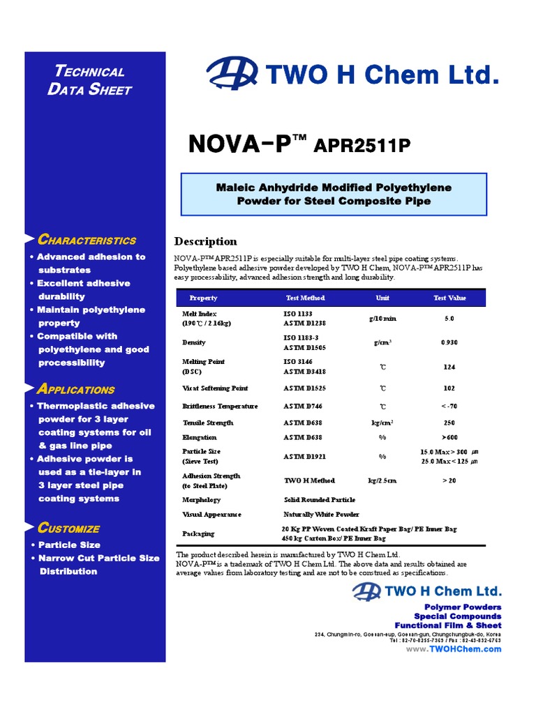 TWO H Chem LTD.: Nova-P Nova-P | PDF | Polyethylene | Materials