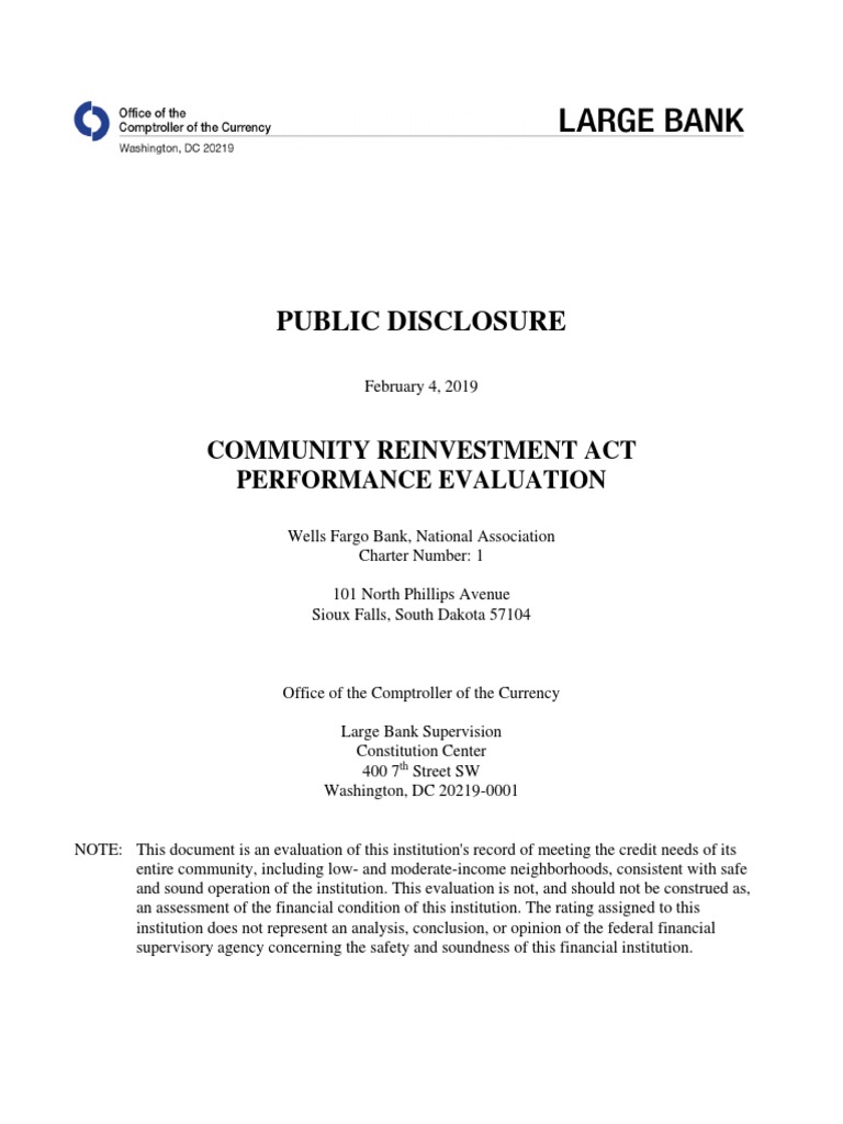 Wells Fargo CRA Performance Evaluation | PDF