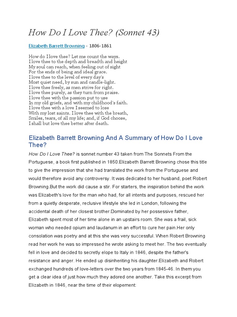 How Do I Love Thee | PDF | Sonnets | Poetic Form