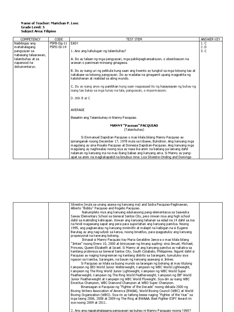 Filipino Grade 5 | PDF