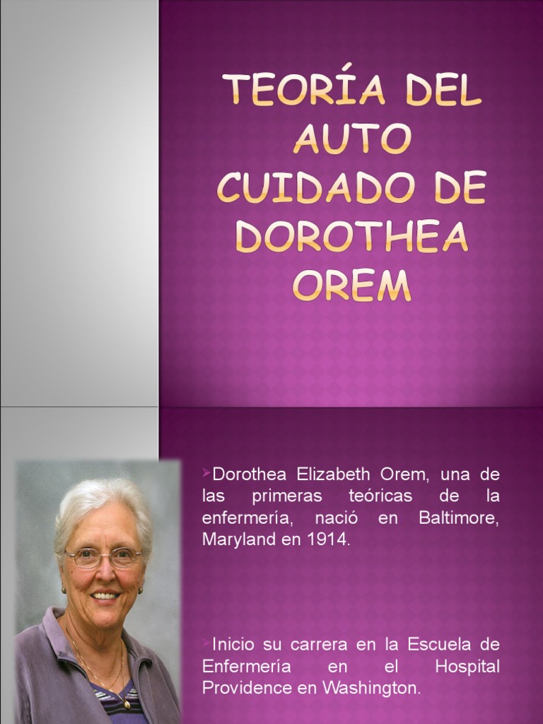 Teoria Del Autocuidado de Dorothea Orem | PDF | Enfermería | La naturaleza humana