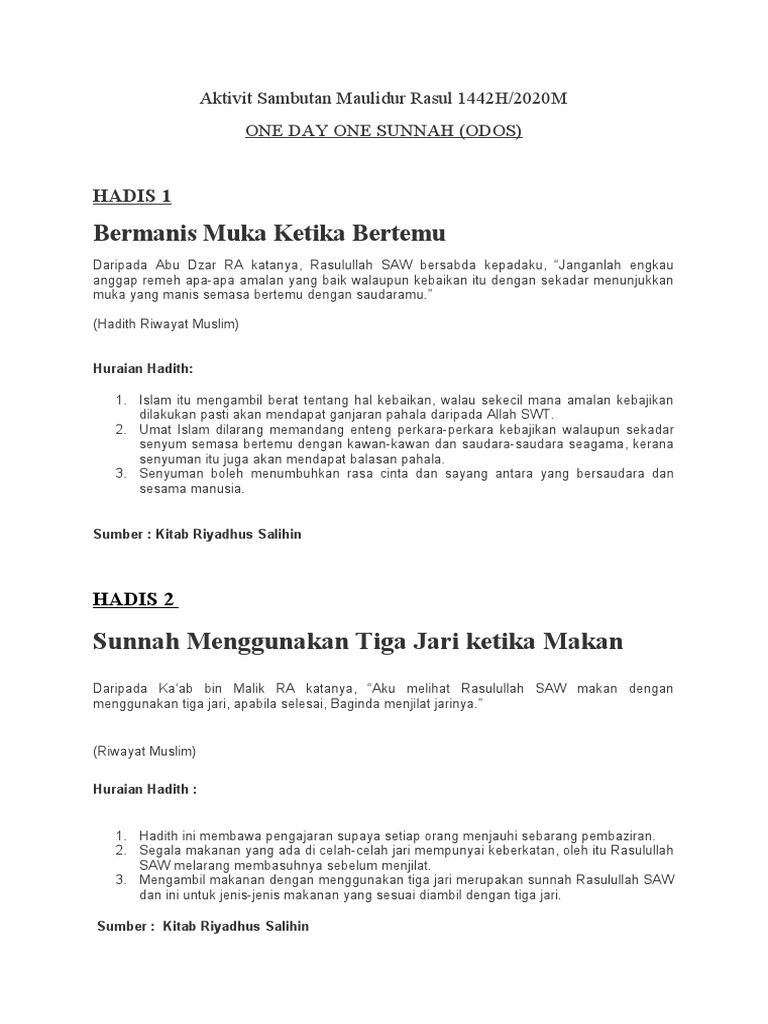 Hadis Berkaitan Sunnah Nabi | PDF
