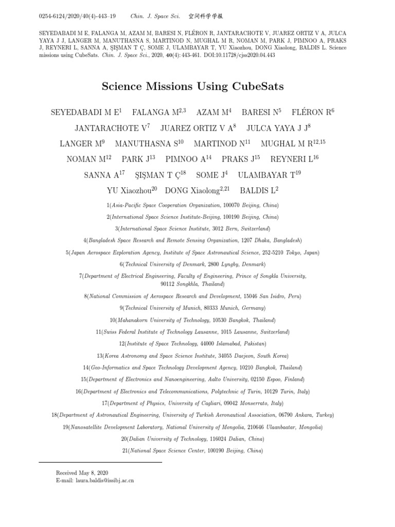 Science Missions Using CubeSats | PDF | Satellite | Angular Resolution