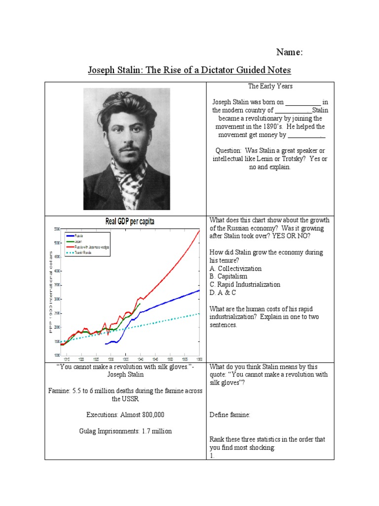 Stalin Guided Notes | PDF | Joseph Stalin | Soviet Union