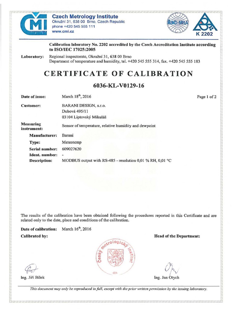 MeteoTemp-Freeze-point-and-dew-point-calibration-certificate Ejemplo ...