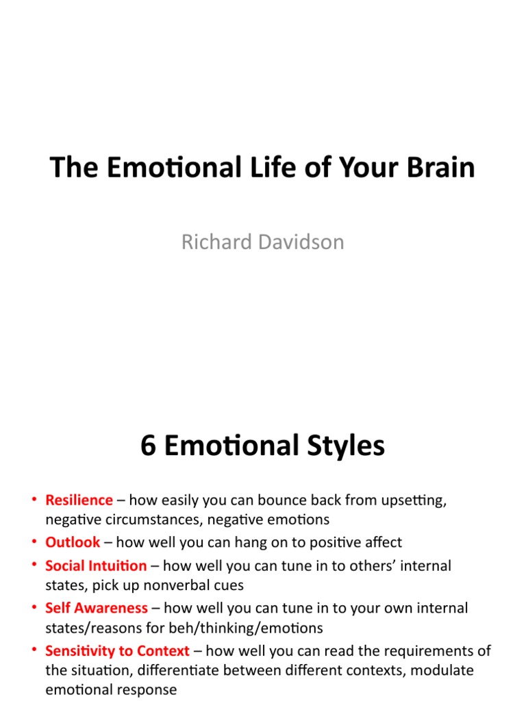 The Emotional Life of Your Brain: Richard Davidson | PDF | Prefrontal ...