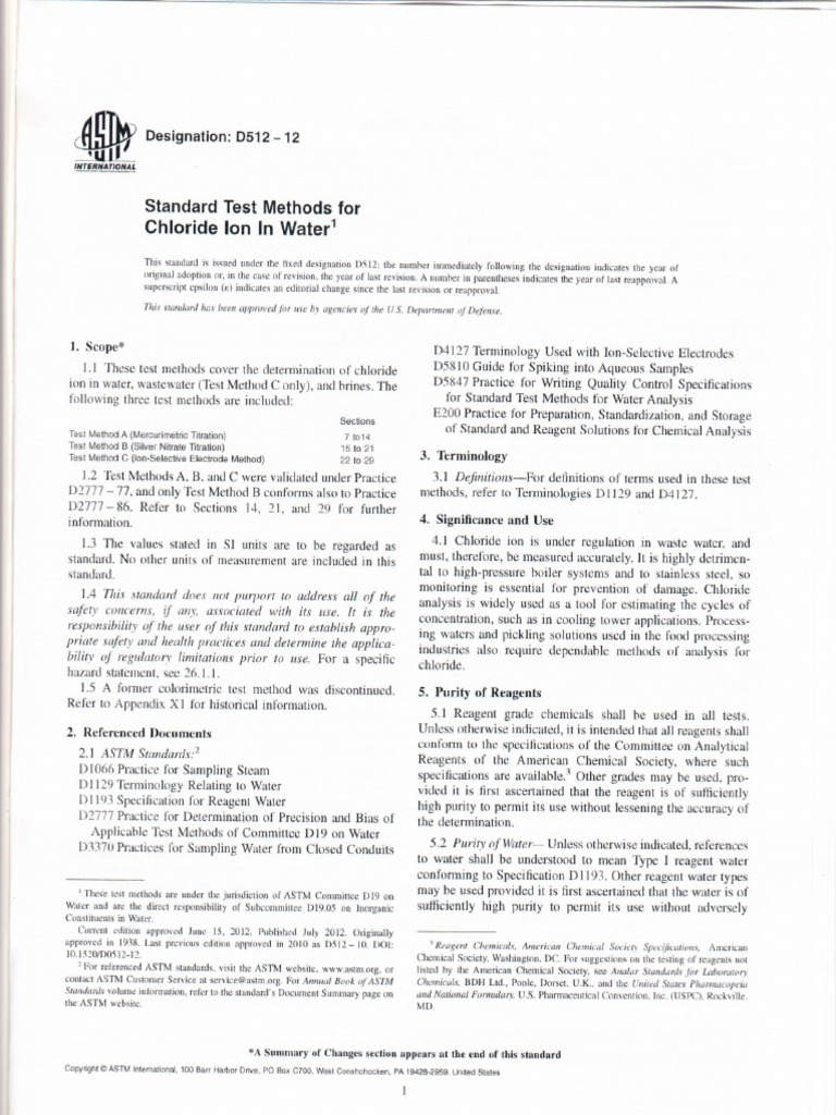 Astm D512-2012 | PDF