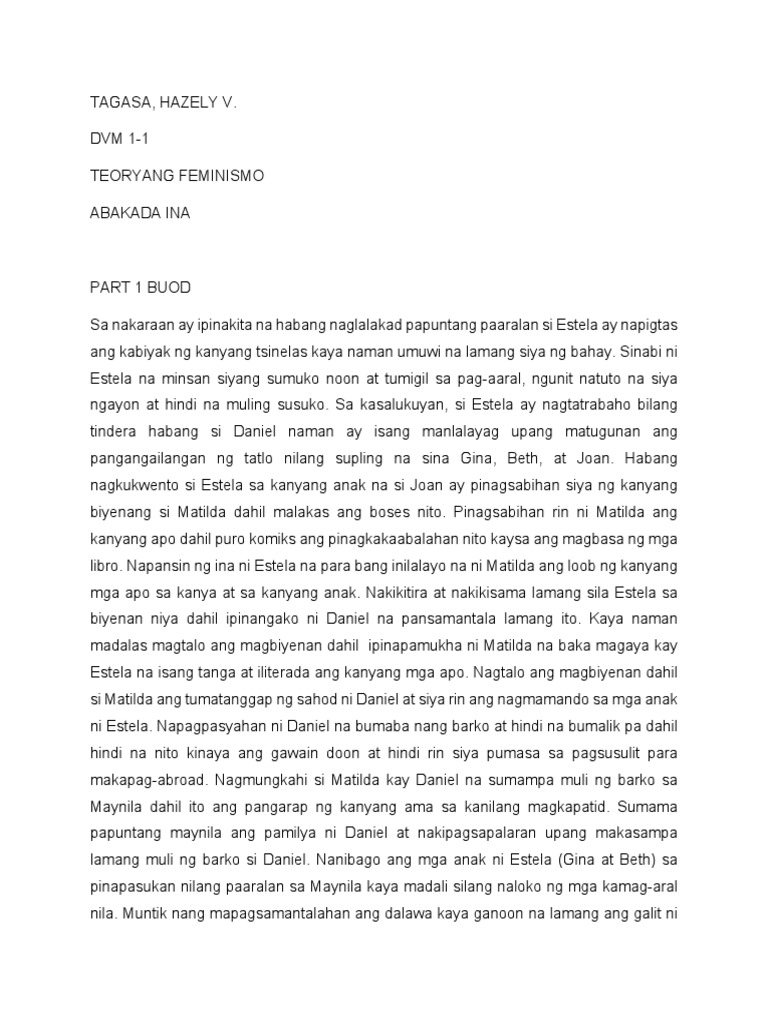 Tagasa, Hazely V - Teoryang Feminismo - Abakada Ina | PDF