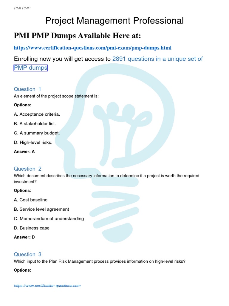Project Management Professional: PMI PMP Dumps Available Here at | PDF ...