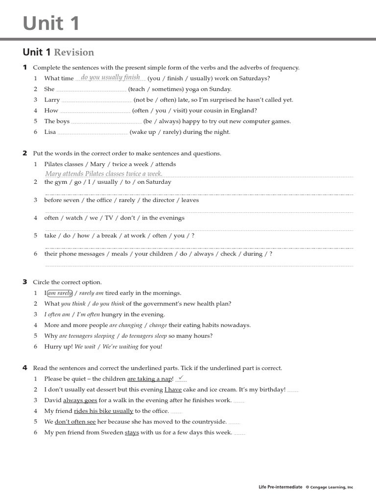 Pre-Int Unit1 Revision Be | PDF | Foods