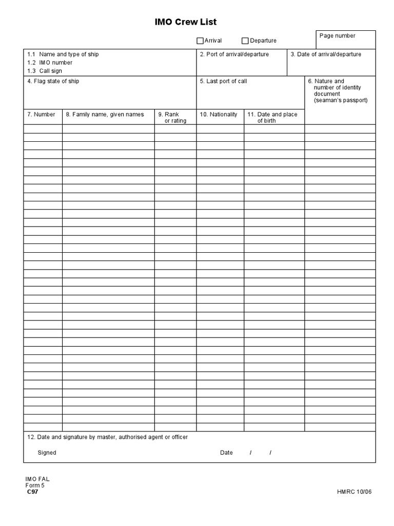 IMO Crew List | PDF | National Security | Ships