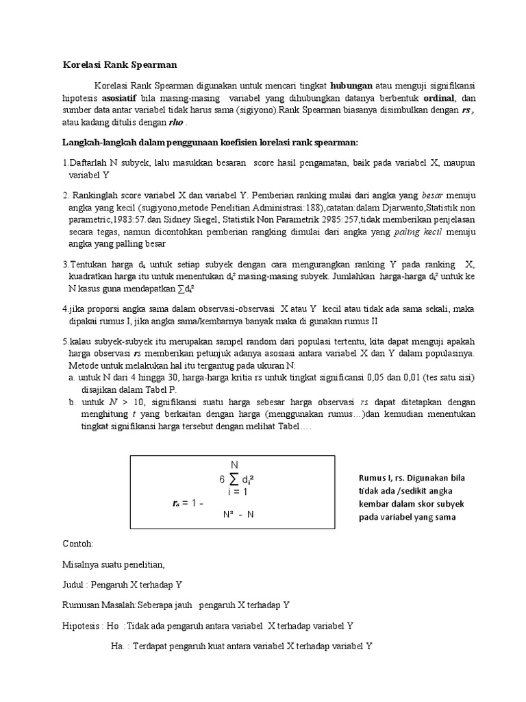 Korelasi Rank Spearman | PDF