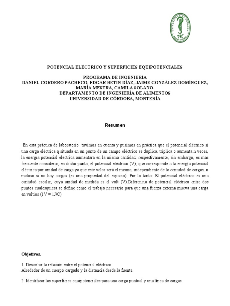 Potencial Eléctrico y Superficies Equipotenciales | PDF | Energía potencial | Electricidad