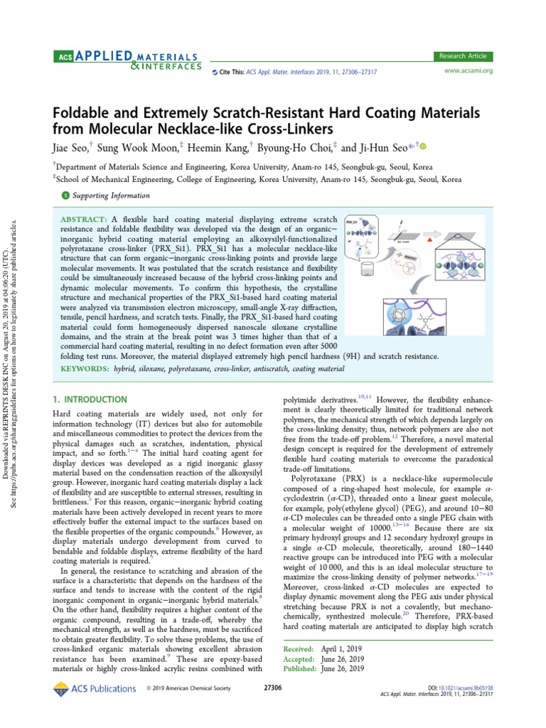 Foldable and Extremely Scratch-Resistant Hard Coating Materials | PDF ...