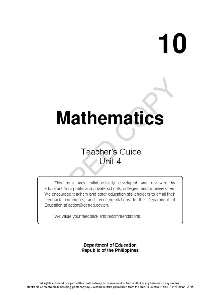 TG - Mathematics 10 - Q4 | PDF | Quantile | Educational Assessment