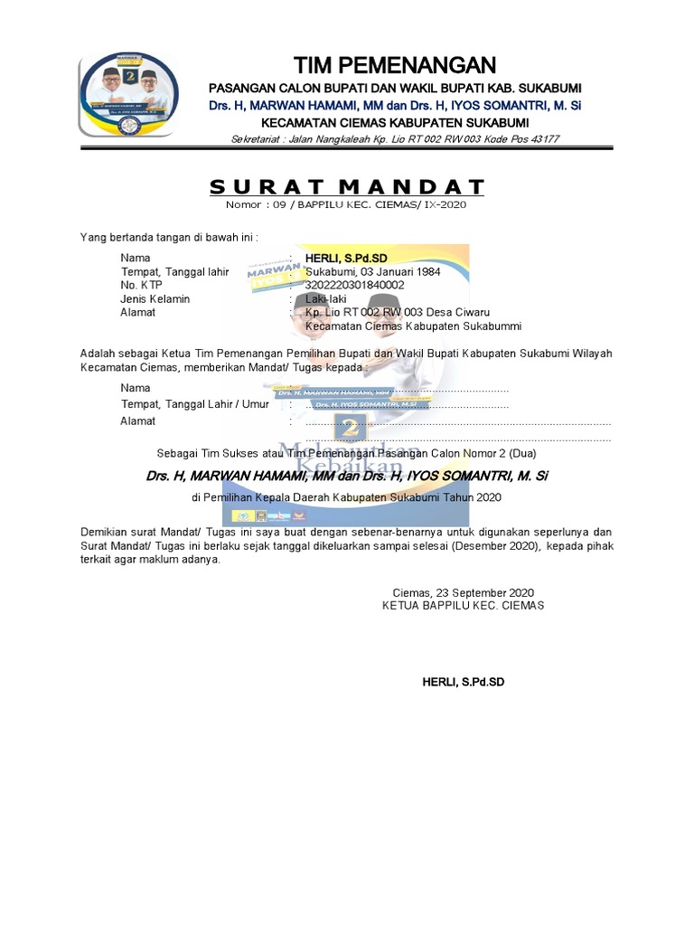 Contoh Surat Mandat | PDF