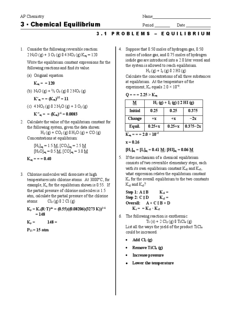 Ap Chemistry Equilibrium Worksheet 1 Conjugation And Resonance In