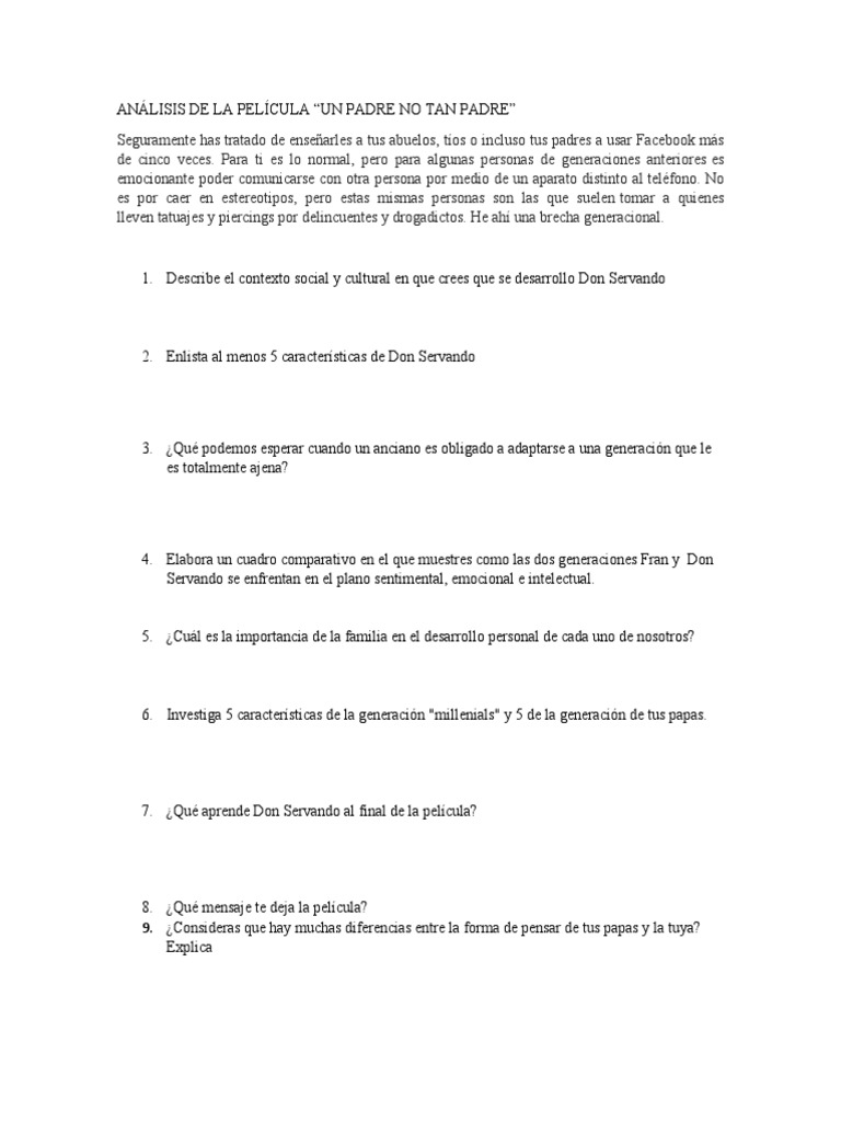 Análisis Un Padre No Tan Padre | PDF