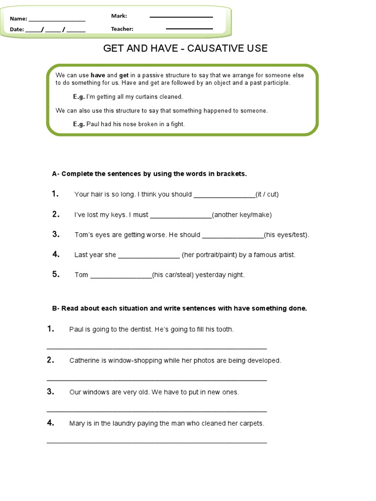 Get and Have Causative Use | Download Free PDF | Languages | Language ...