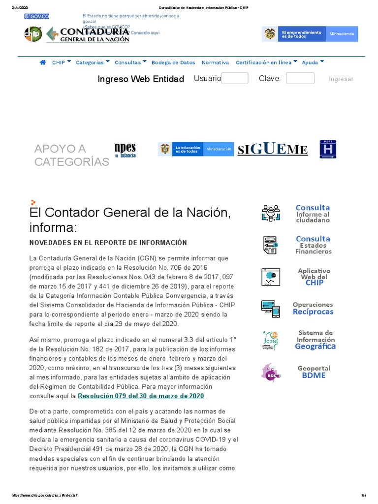 Consolidador de Hacienda e Información Pública - CHIP | PDF | Contador | Usuario (informática)
