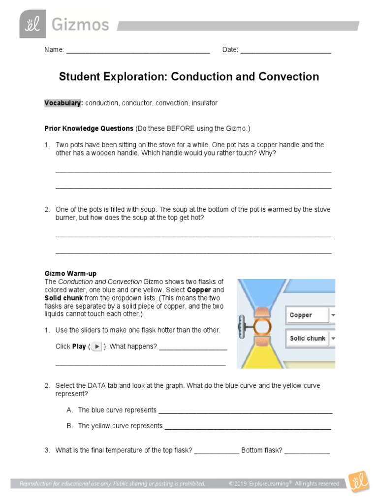 Student Exploration: Conduction and Convection | PDF | Thermal ...