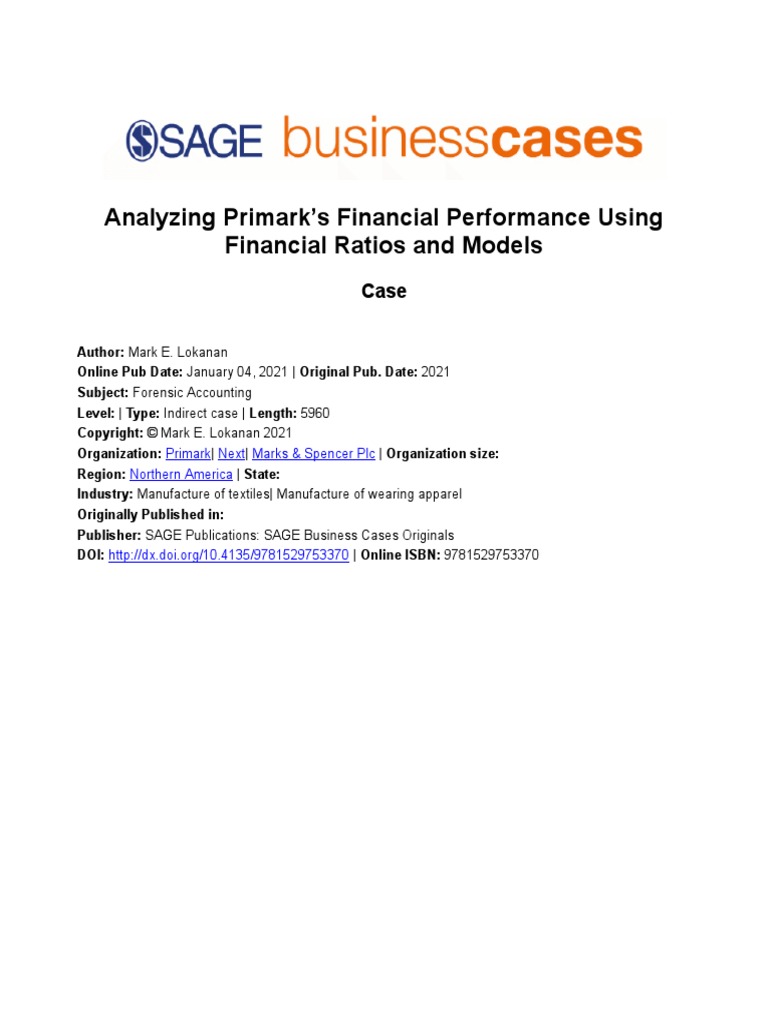 Analyzing Primark Financial Performance Using Financial Ratios Models ...