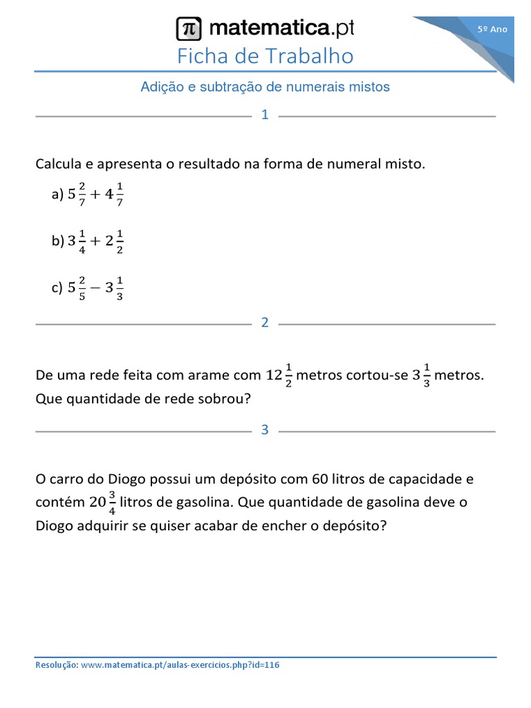 Numeral Misto 5º Ano | PDF