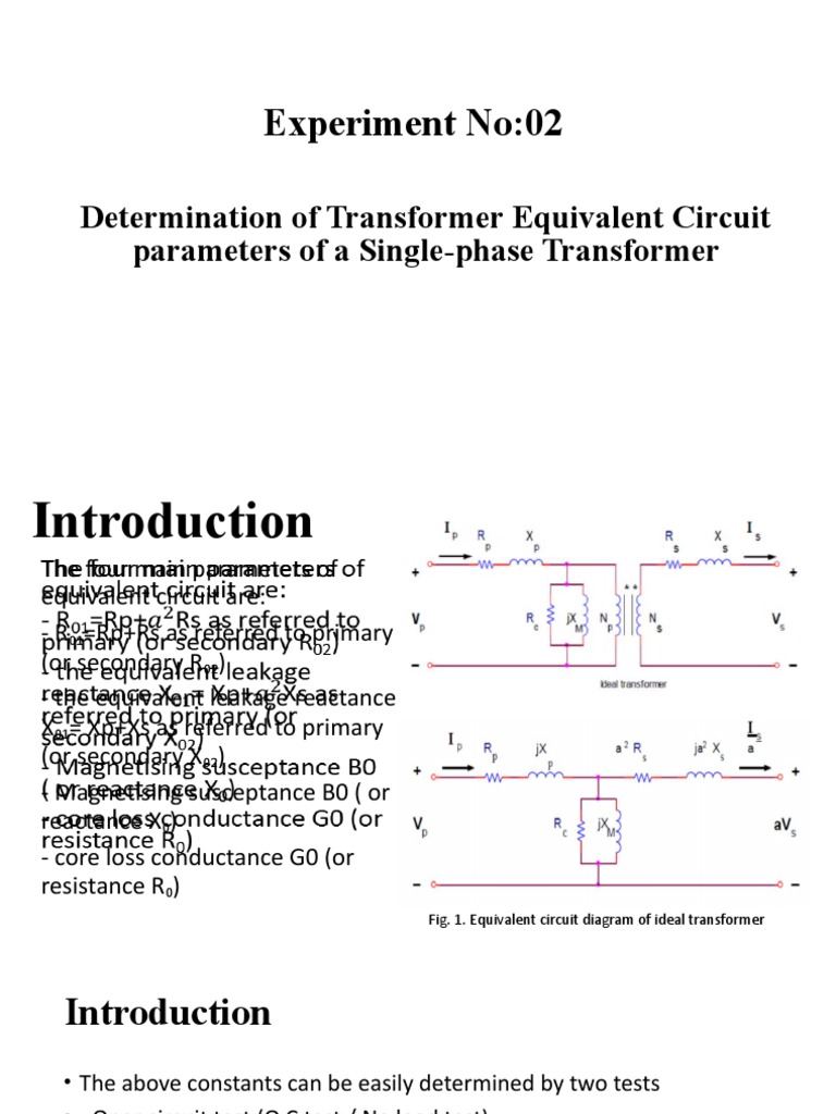 Determination of Transformer Equivalent Circuit Parameters of A Single ...