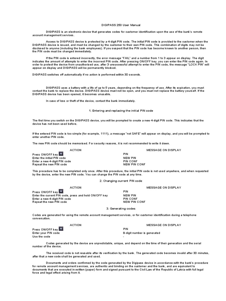 DIGIPASS 250 User Manual | PDF | Personal Identification Number ...