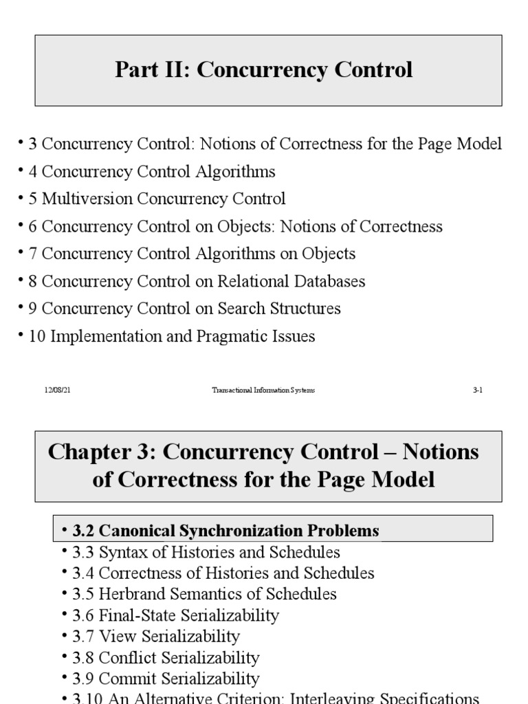 Part Ii Concurrency Control 120821 Transactional Information Systems 3 1 Pdf Information