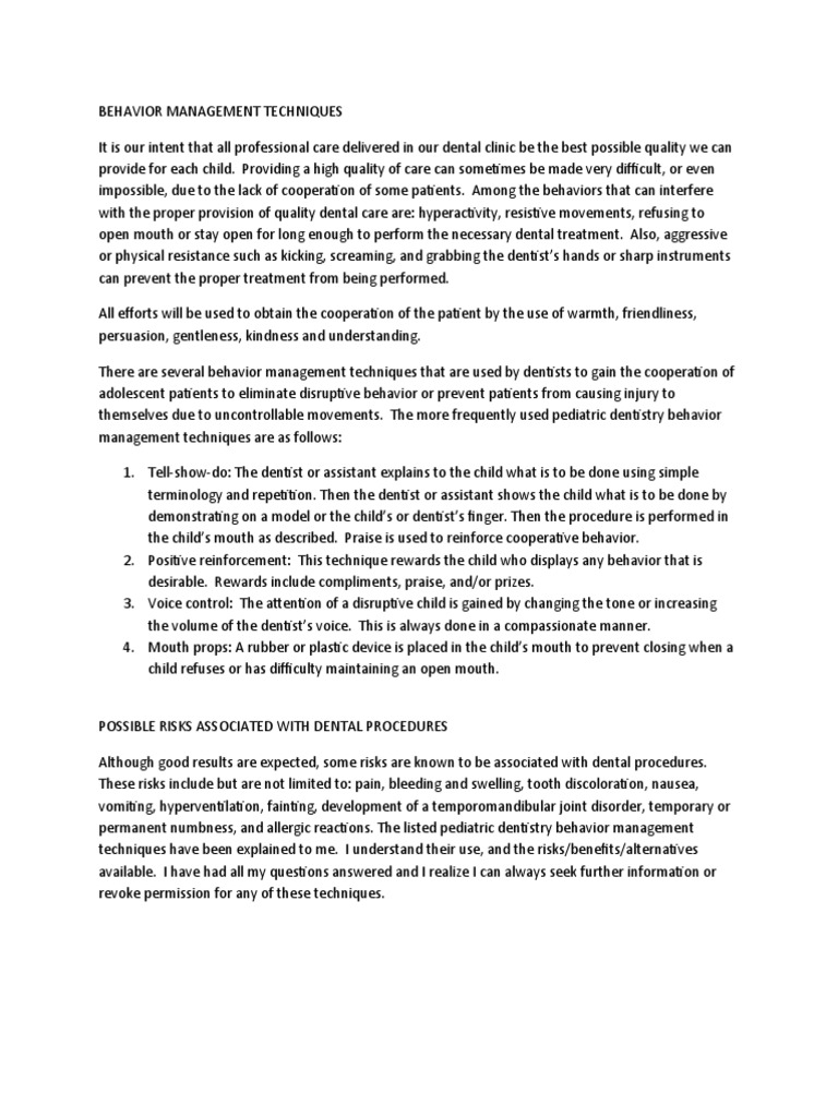 Behavior Management Techniques | PDF | Dentistry | Patient