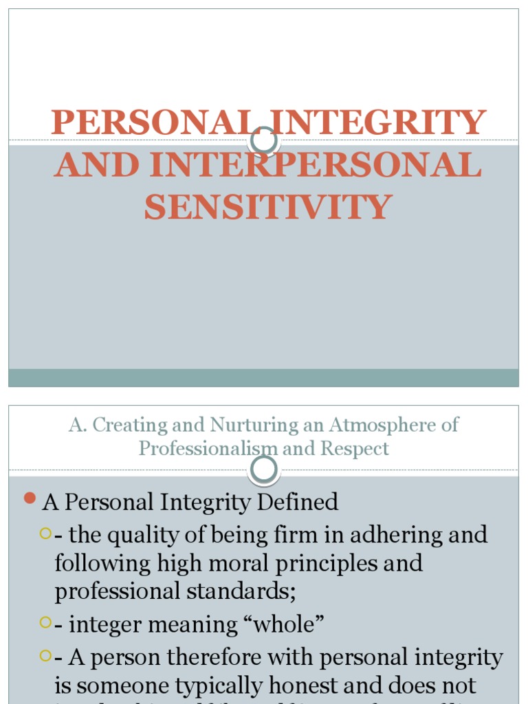 Personal Integrity and Interpersonal Sensitivity | Download Free PDF ...