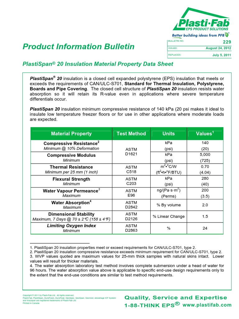PIB 229 - PlastiSpan 20 Insulation Material Property Data Sheet-1 | PDF ...