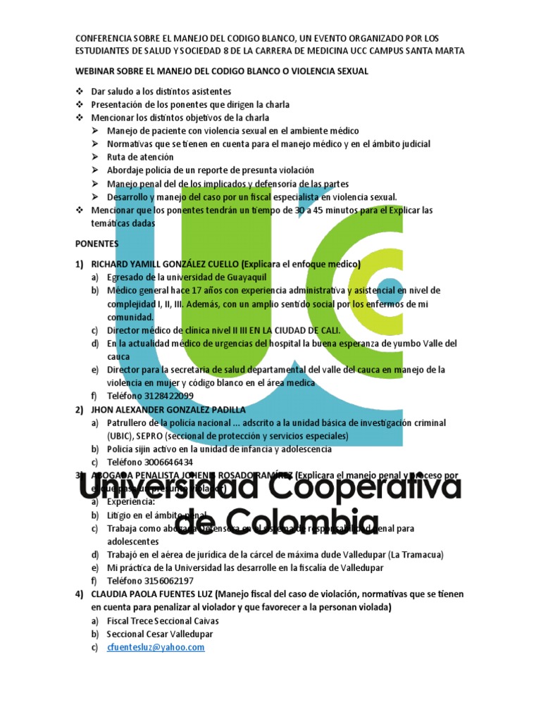 Codigo Blanco (Organización) | PDF | Violación | Cuidado de la salud