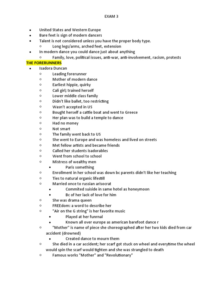 Dance Exam 3 | PDF | Dances | Choreography