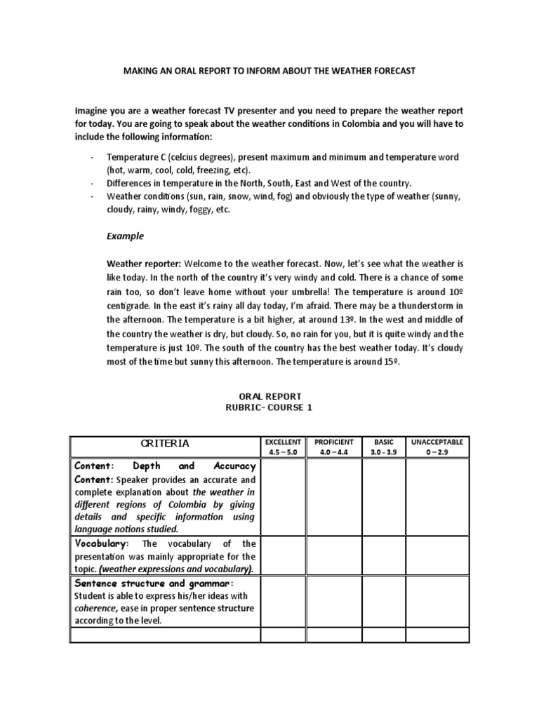 Making A Weather Oral Report | PDF | Weather Forecasting | Rain