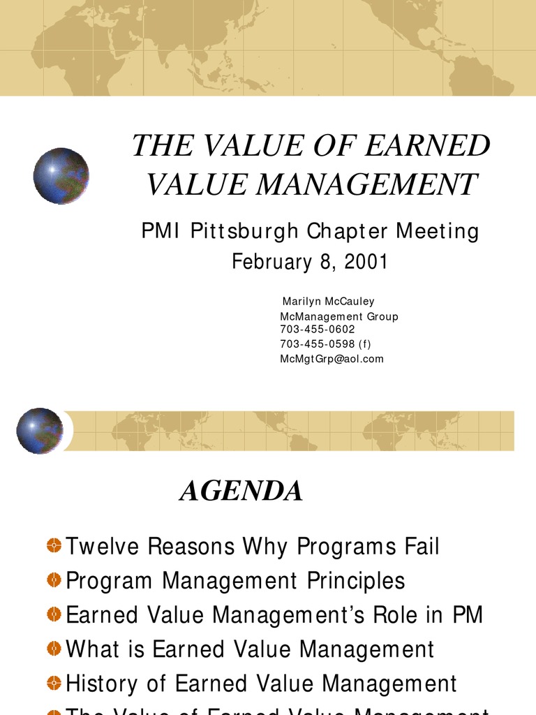 The Value of Earned Value Management: PMI Pittsburgh Chapter Meeting | PDF | Project Management ...