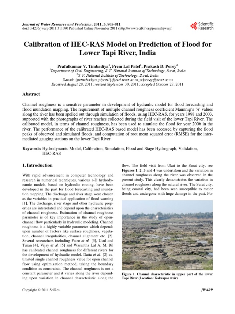 Calibration of HEC-RAS Model On Prediction of Flood For Lower Tapi ...