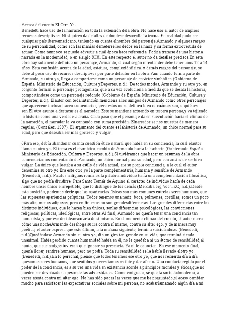 El Otro Yo M. Benedetti | PDF | Narrativa | Autor