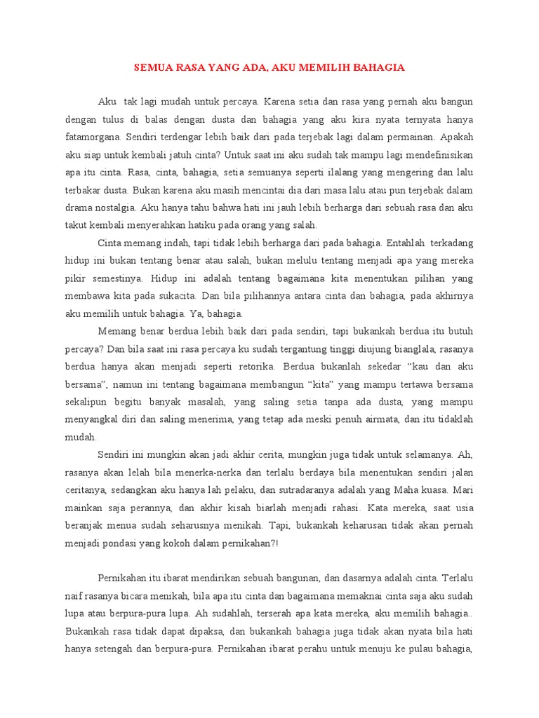 Semua Rasa Yang Ada | PDF | Puisi | Fiksi Umum
