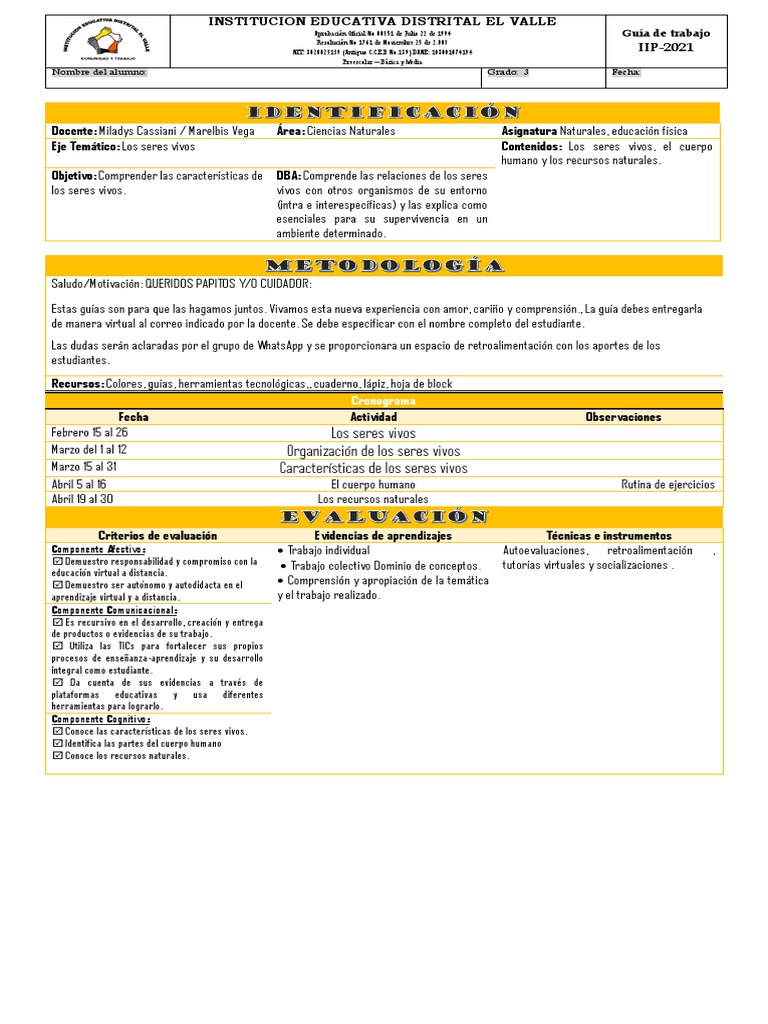Guia Primer Periodo Naturales 3° | PDF | Energía renovable | Naturaleza