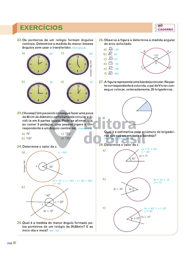 Angulo Central e Inscrito 2 - 8 Ano - Gabarito | PDF