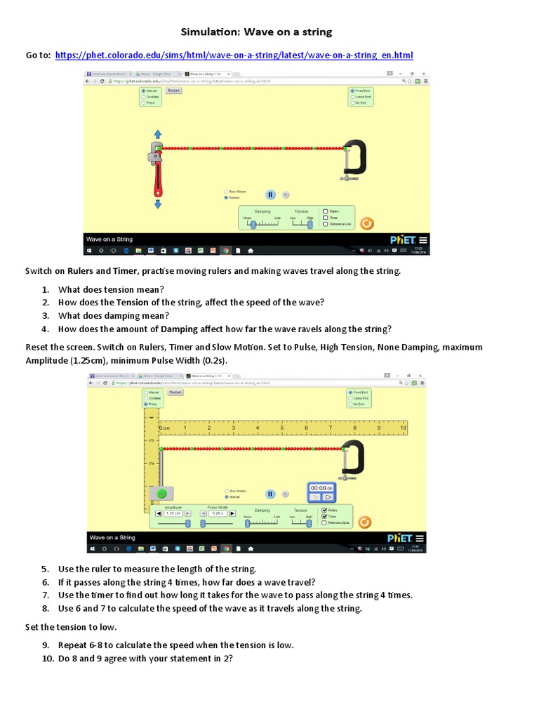 PhET Waves On A String | PDF