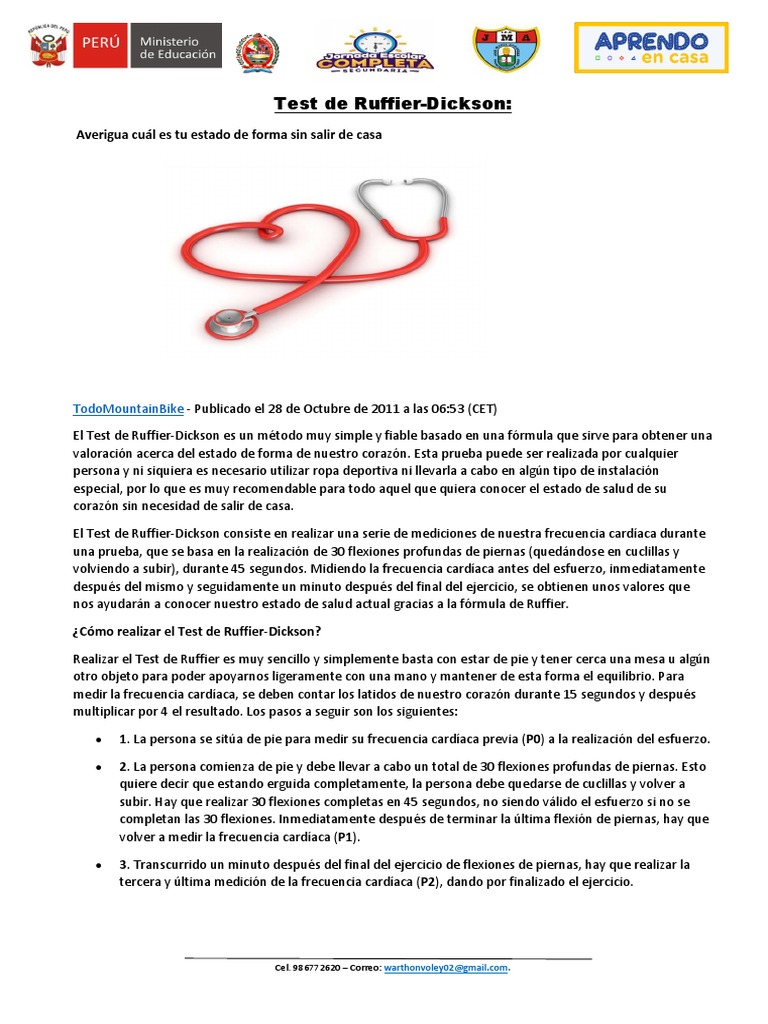Test Ruffier-Dickson: Evalúa tu Salud en Casa | PDF | Salud y bienestar ...