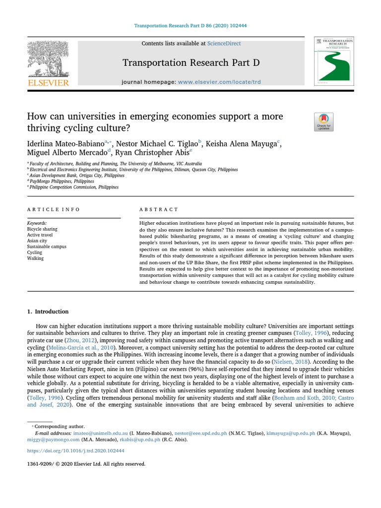 Transportation Research Part D: Sciencedirect | PDF | Cycling ...