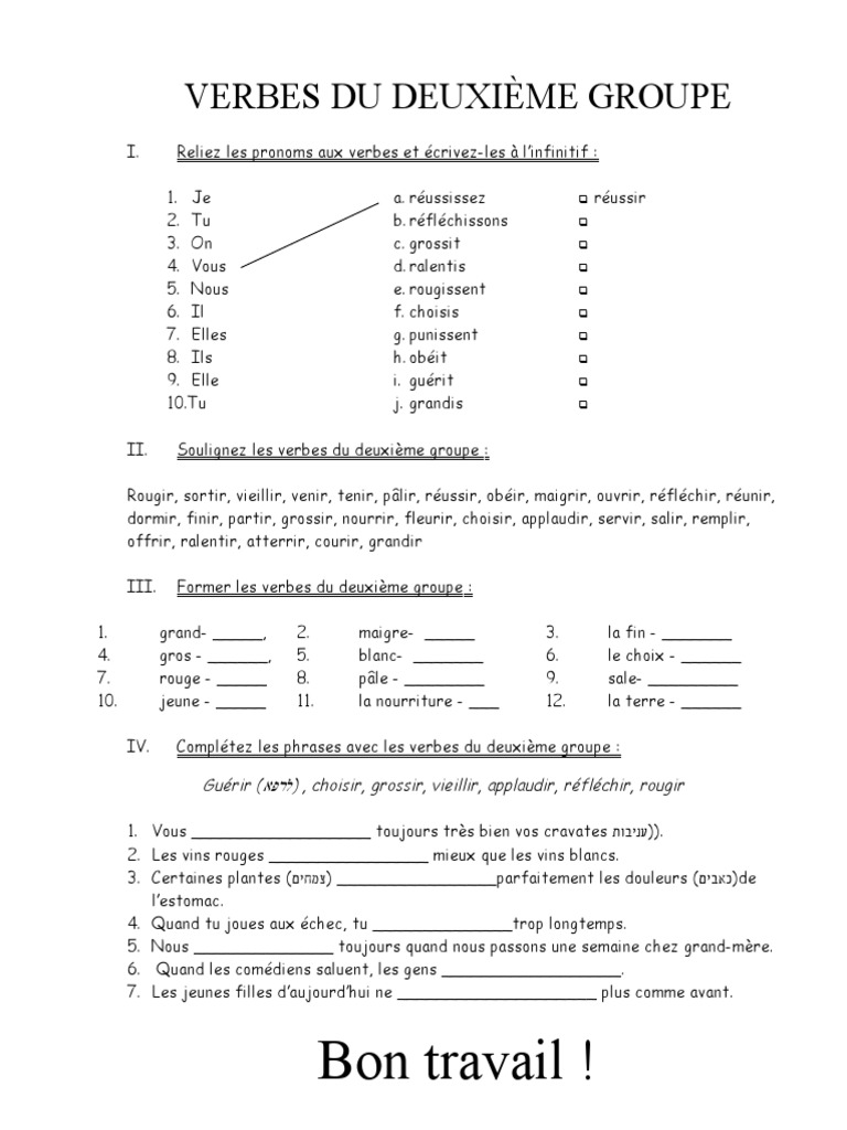 Exercices sur les verbes du 2ème groupe | PDF