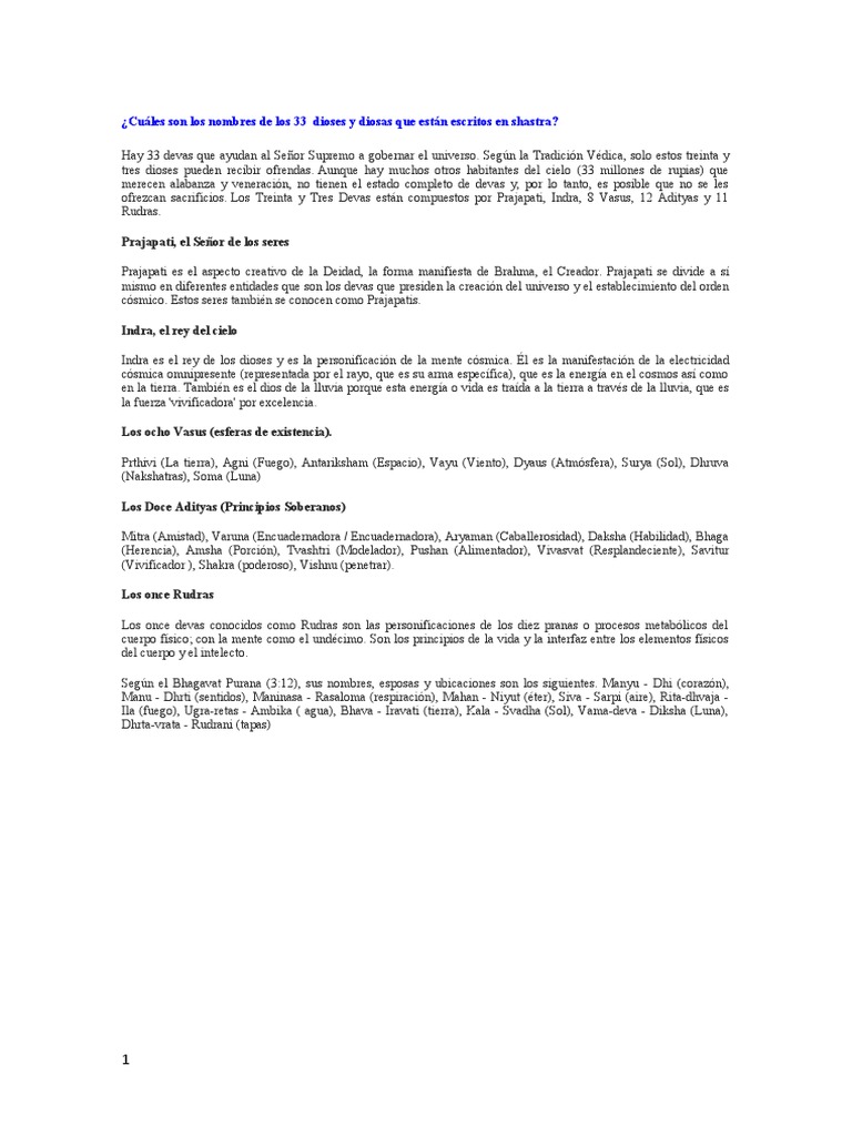 Krishna y Los 33 Devas Gob Universo | PDF