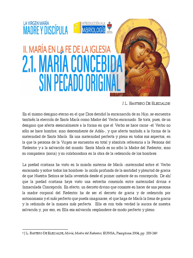 CT 2.1. Maria Concebida Sin Pecado Original | PDF | María, madre de ...