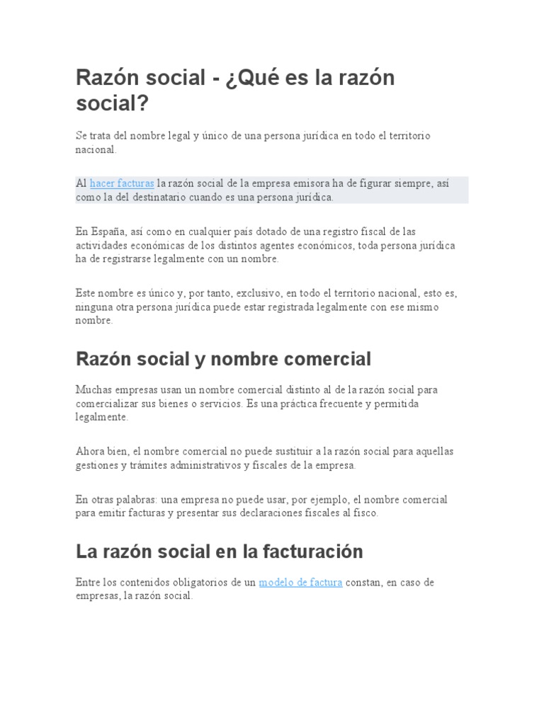 Razón Social | PDF