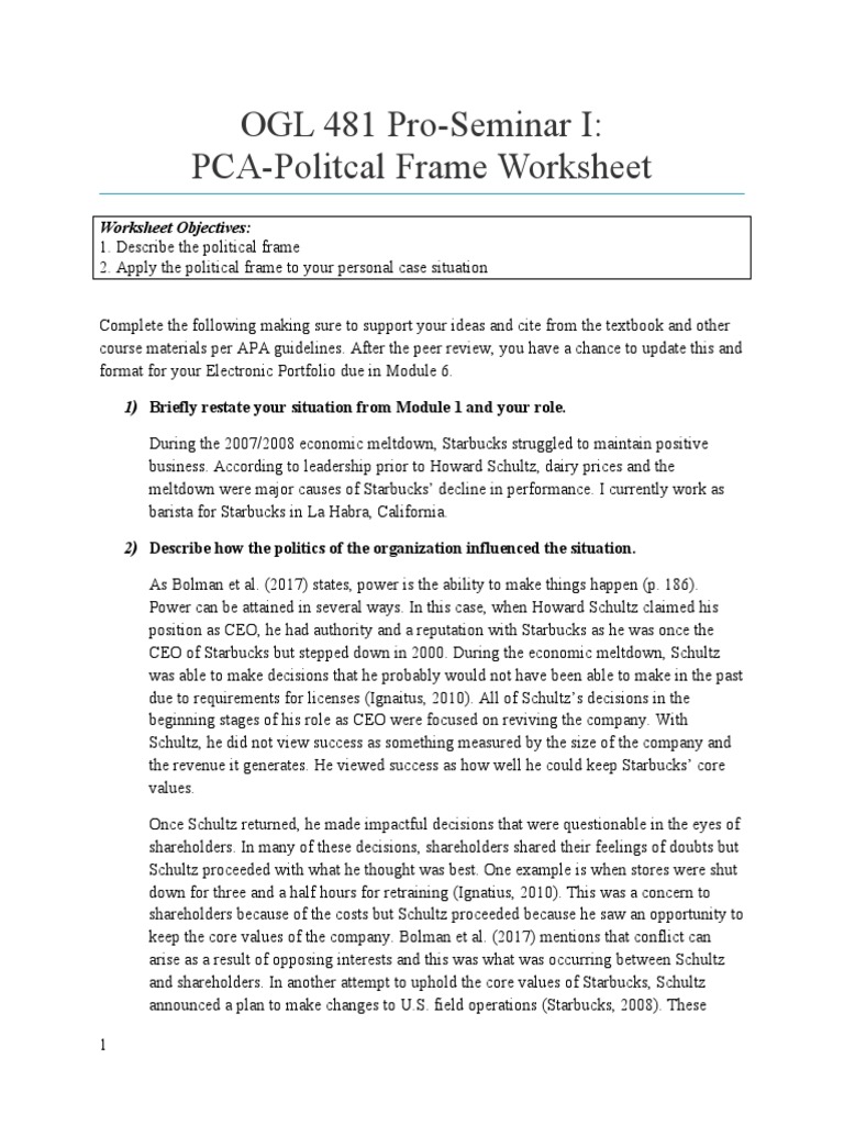 4 Political Frame Worksheet | PDF | Starbucks | Leadership